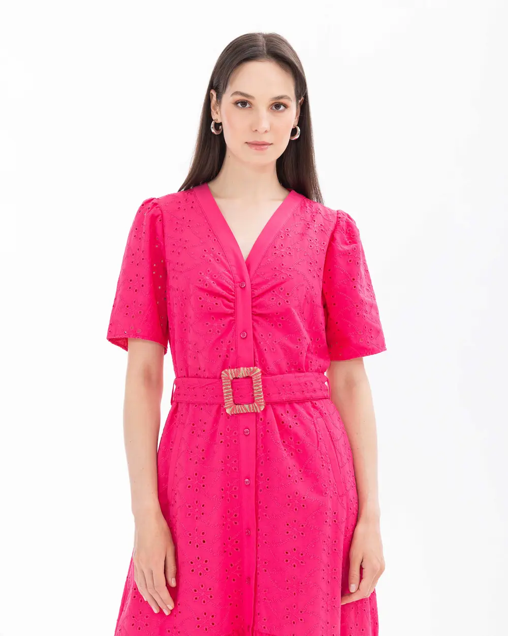 V Neck Belted Dress Secilstore