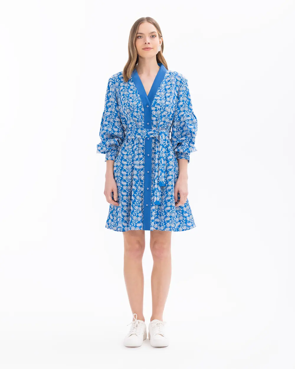 V Neck Belted Dress Secilstore