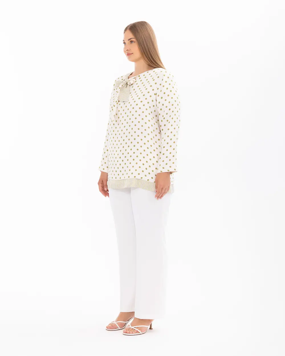Plus Size Elegant Blouse With Scarf Collar Secilstore