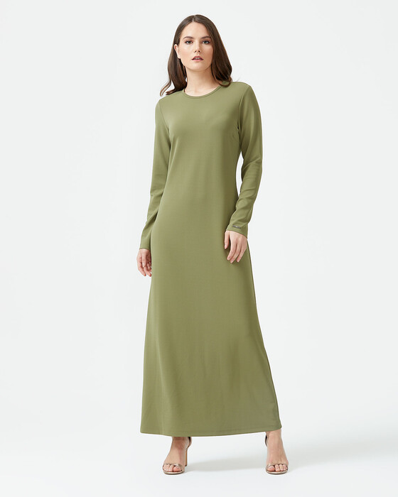 ROUND NECK LONG DRESS - SecilStore