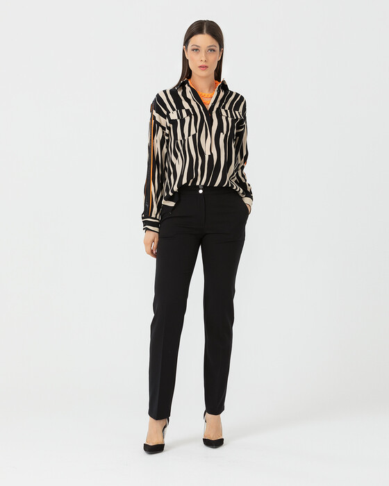 ZEBRA PRINT LONG SLEEVE BLOUSE - SecilStore