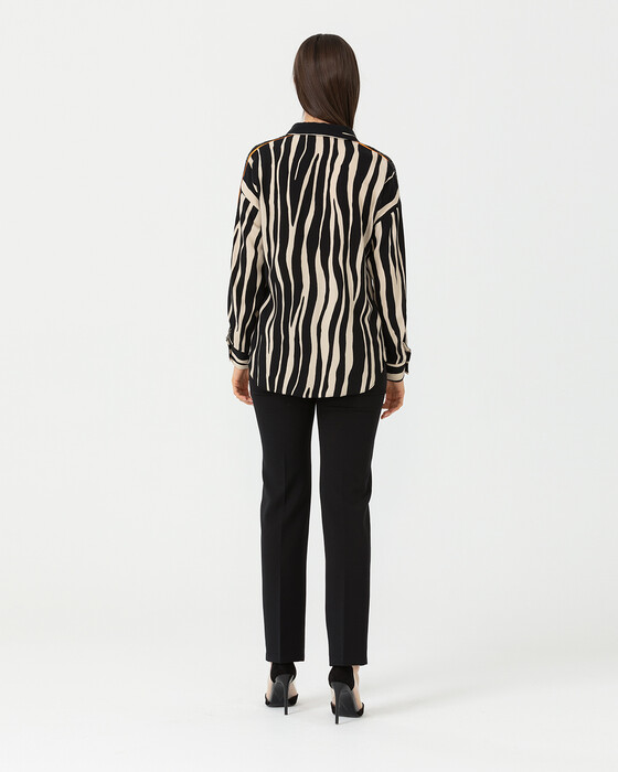 ZEBRA PRINT LONG SLEEVE BLOUSE - SecilStore
