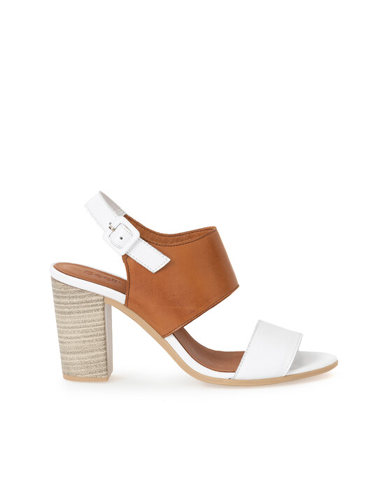 LEATHER SANDALS WITH COLORED HEELS - SecilStore
