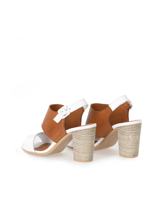 LEATHER SANDALS WITH COLORED HEELS - SecilStore