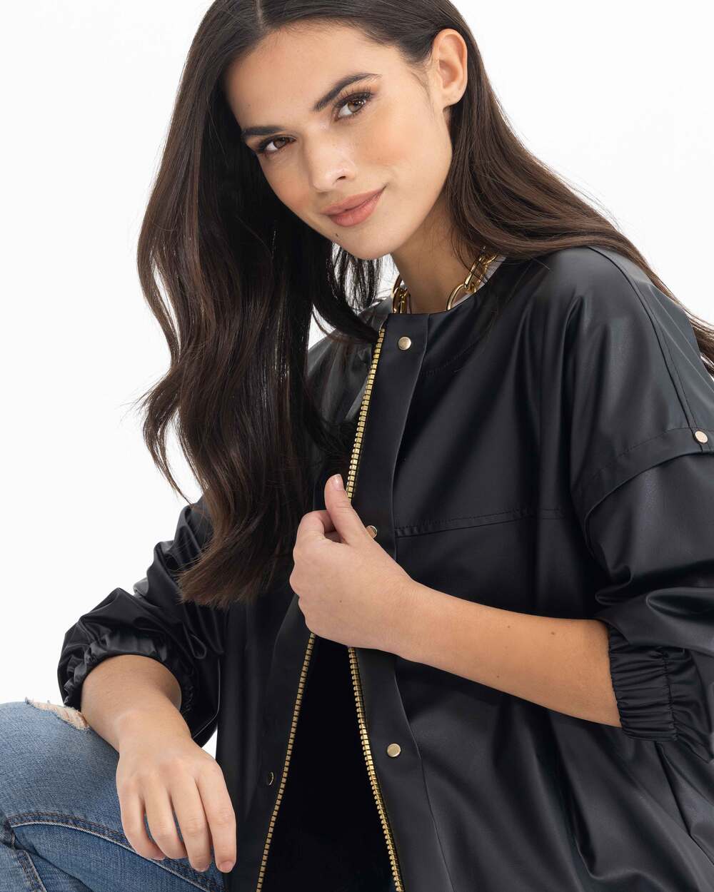 ZIPED FAUX LEATHER JACKET - SecilStore