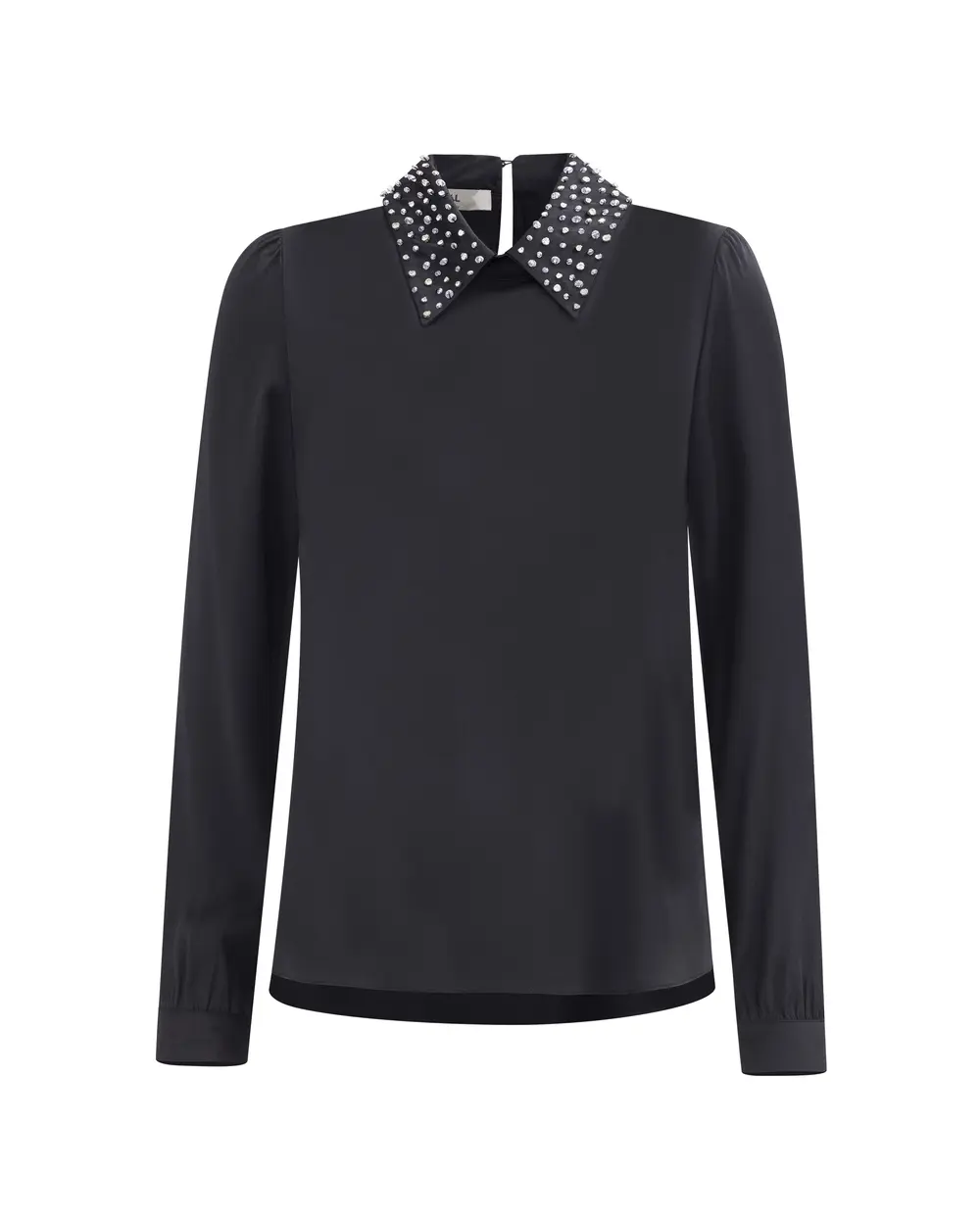 Long Sleeve Blouse With Stone Embroidered Collar Secilstore