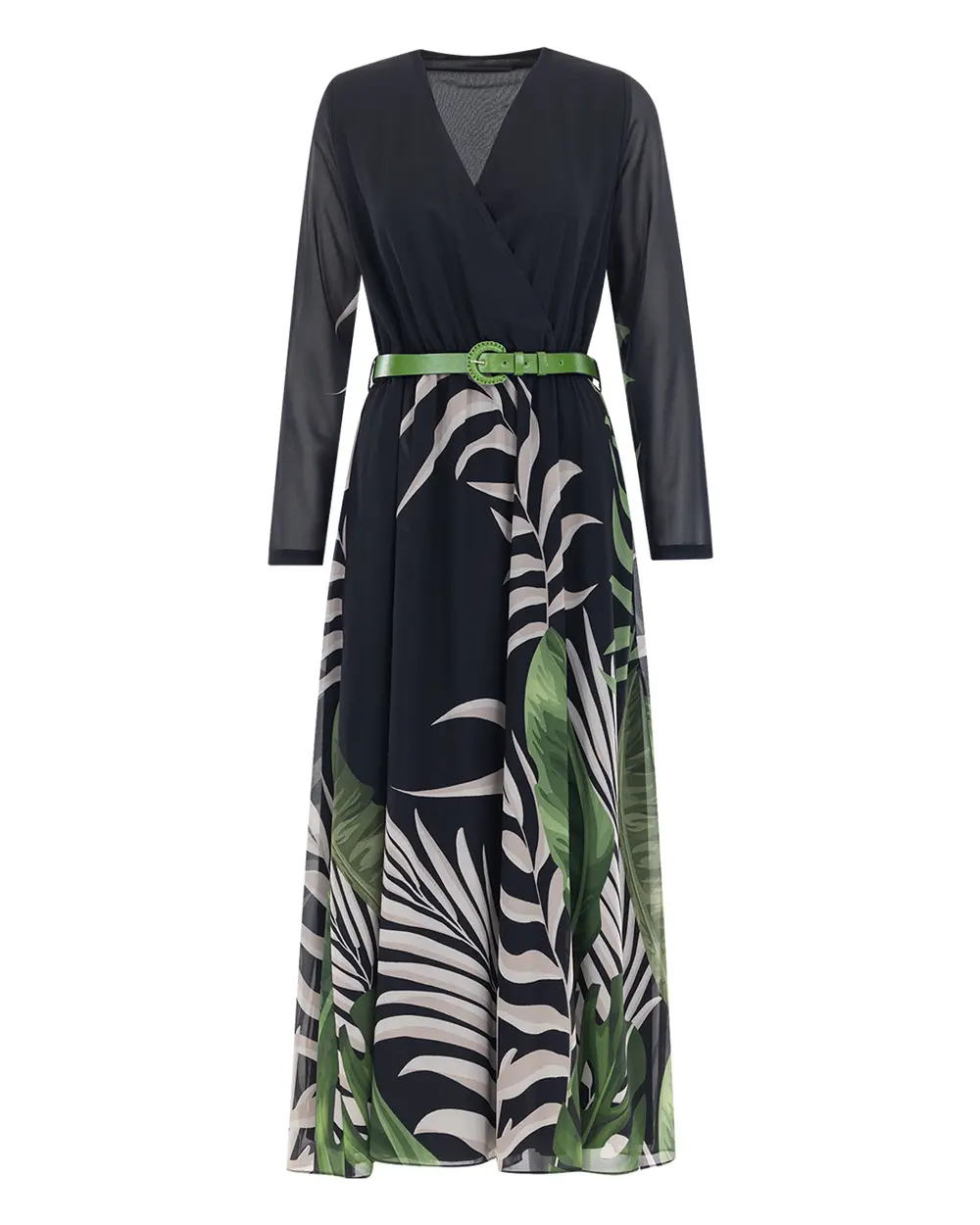 Tropical Patterned Double Breasted Collar Dress Secilstore