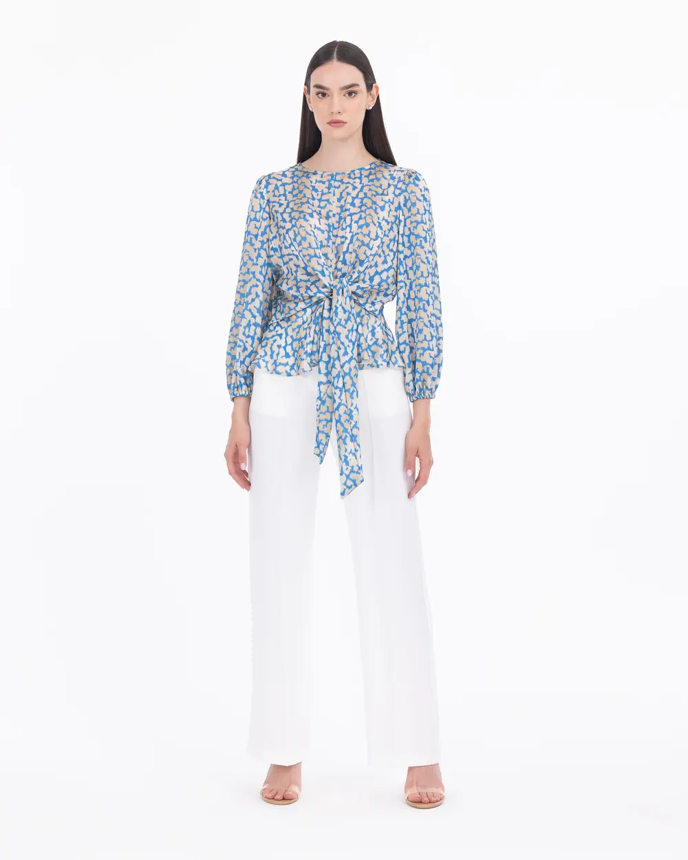 Tie Detailed Zero Collar Blouse - SecilStore