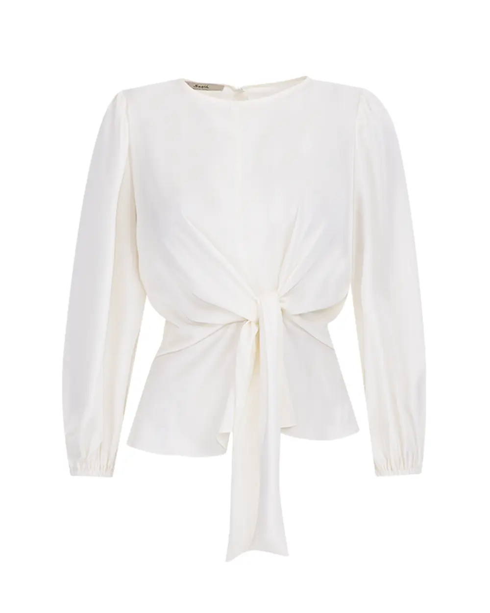 Pleated Waist Long Sleeve Blouse Secilstore