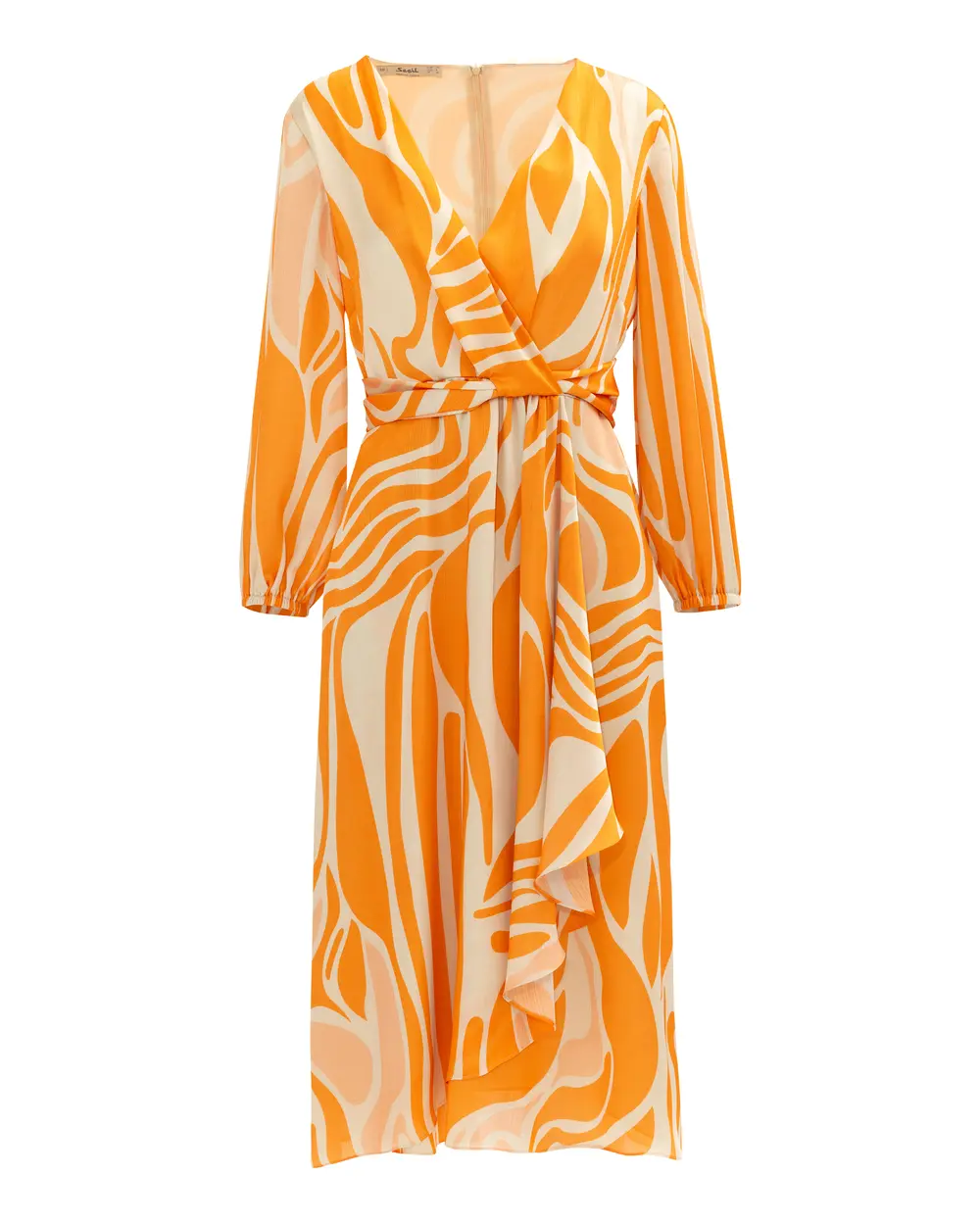 Double Breasted Collar Patterned Dress Secilstore