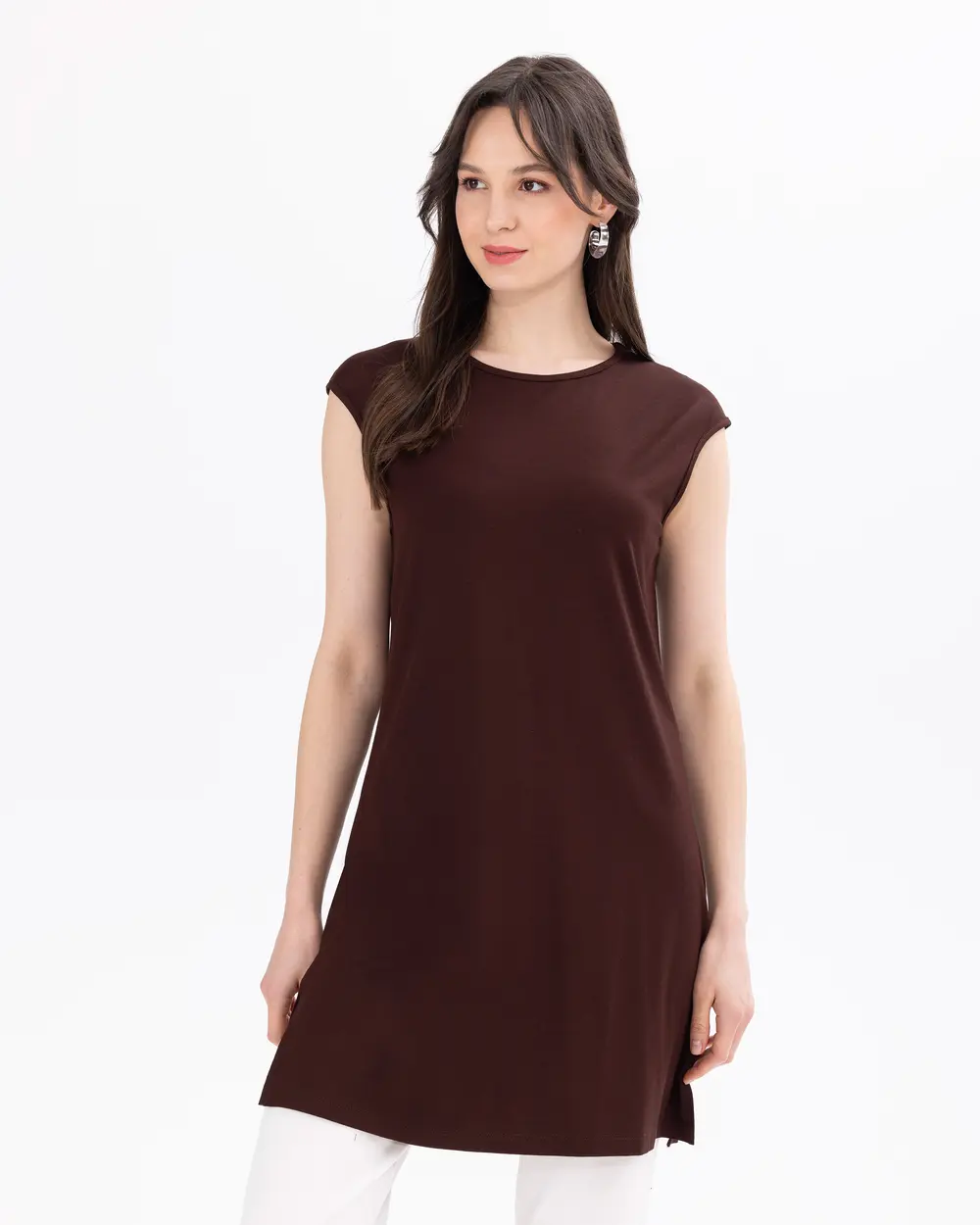 Round Neck Sleeveless Basic T-Shirt - SecilStore