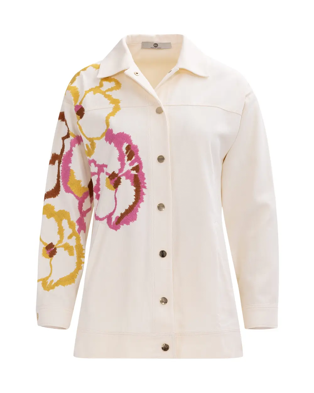 Embroidery Detailed Snap Button Jacket - SecilStore