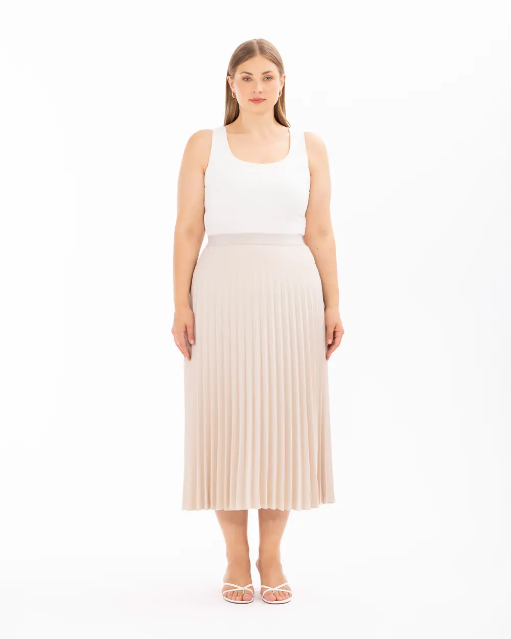 Plus Size Basic Pleated Skirt Secilstore
