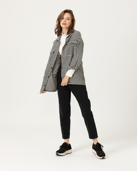 HOUNDSTOOTH CHECK PATTERNED JACKET - SecilStore