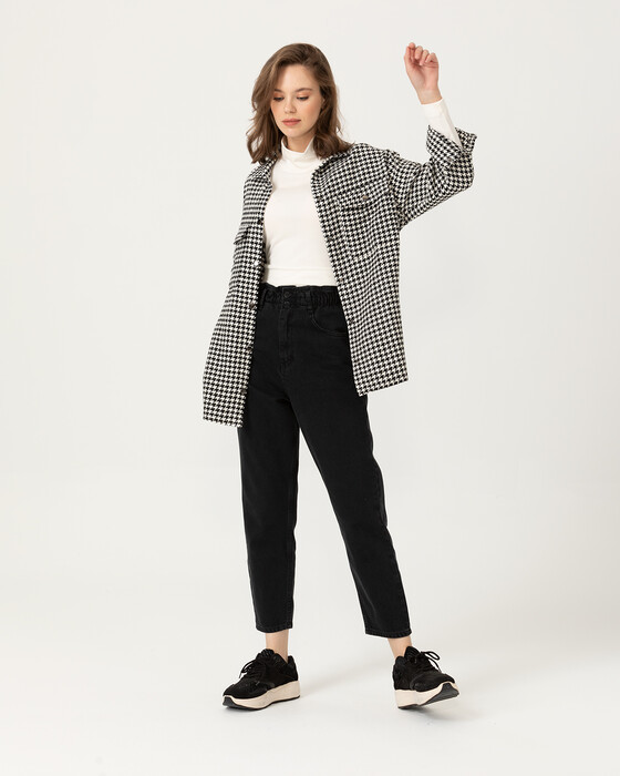 HOUNDSTOOTH CHECK PATTERNED JACKET - SecilStore